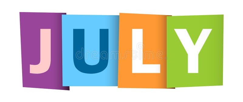 JULY Overlapping Colorful Letters Banner Stock Illustration ...