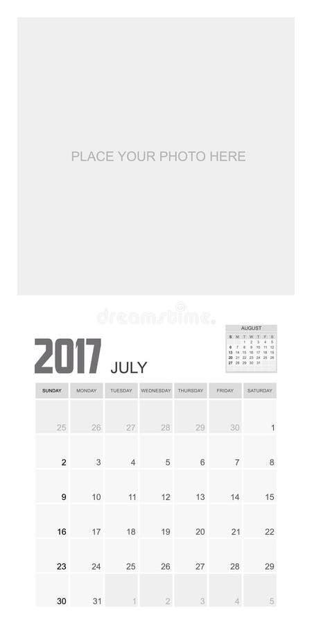 2017 JULY Planner Design. stock illustration. Illustration of design ...