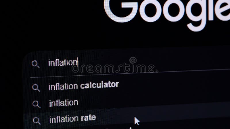 JULY 3, 2023: Searching Inflation on Google, Computer Display Macro ...