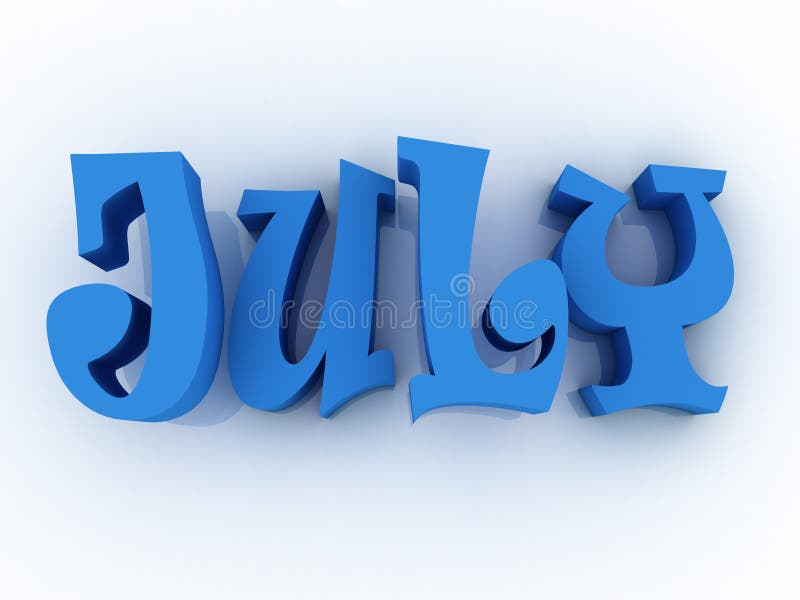 July Sign with Colour. 3d Paper Illustration. Stock Illustration ...