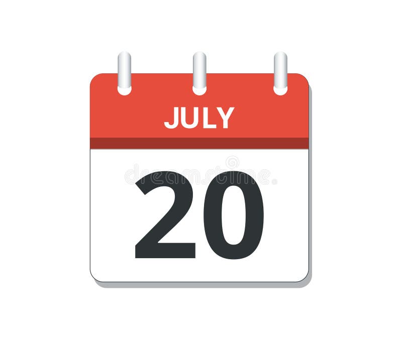 July 20th Calendar Icon Vector. Concept of Schedule, Business and Tasks ...