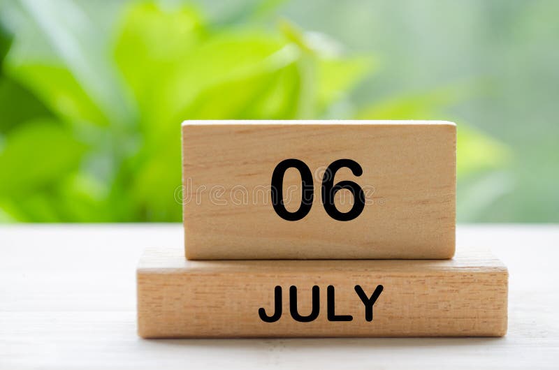 July 6th Calendar Text on Wooden Blocks with Customizable Space for ...