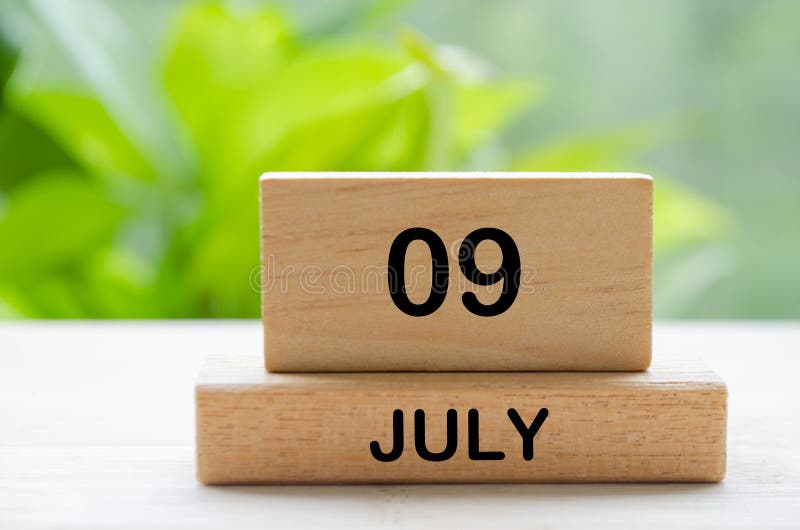 July 9th Calendar Text on Wooden Blocks with Customizable Space for ...