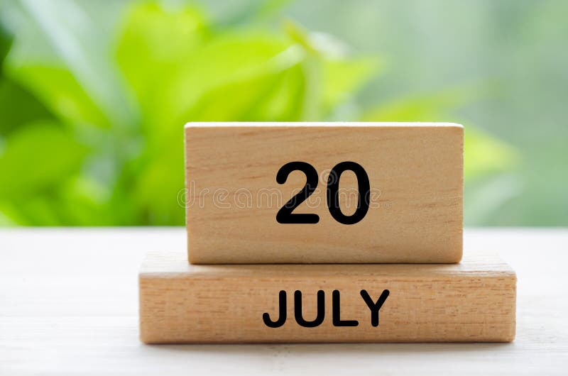 July 20th Calendar Text on Wooden Blocks with Customizable Space for ...