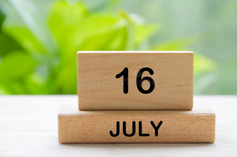 July 16th Calendar Text on Wooden Blocks with Customizable Space for ...