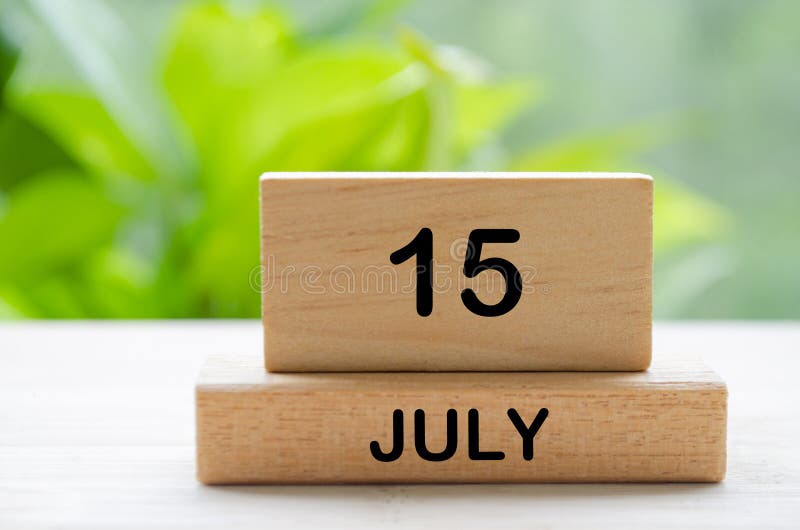 July 15th Calendar Text on Wooden Blocks with Customizable Space for ...