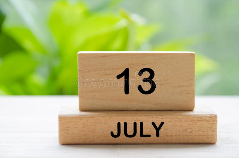 July 13th Calendar Text on Wooden Blocks with Customizable Space for ...