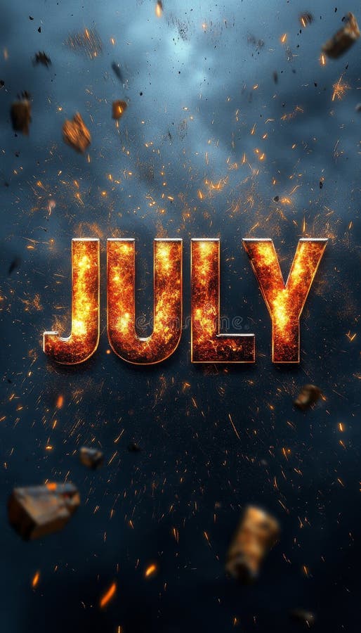 July 4th Celebration Fiery Text Over a Night Sky Lit by Vibrant ...