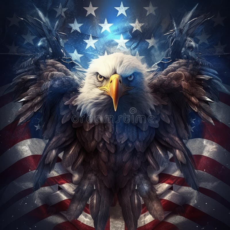 July 4th Theme, US Flag with Eagle Stock Image - Image of america ...