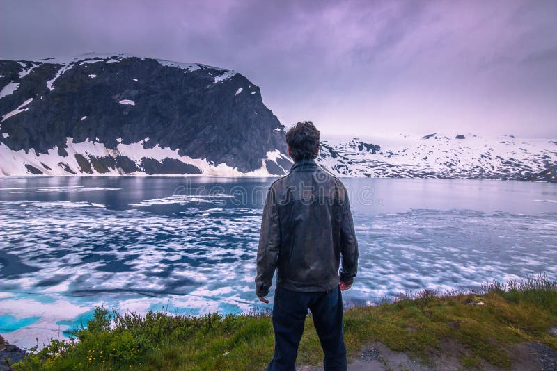 July 24, 2015: Traveller in the Cold Norwegian Wilderness, Norway ...