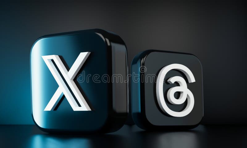 July, 2023. Twitter Vs Threads. Twitter New Logo As X.com 3d ...
