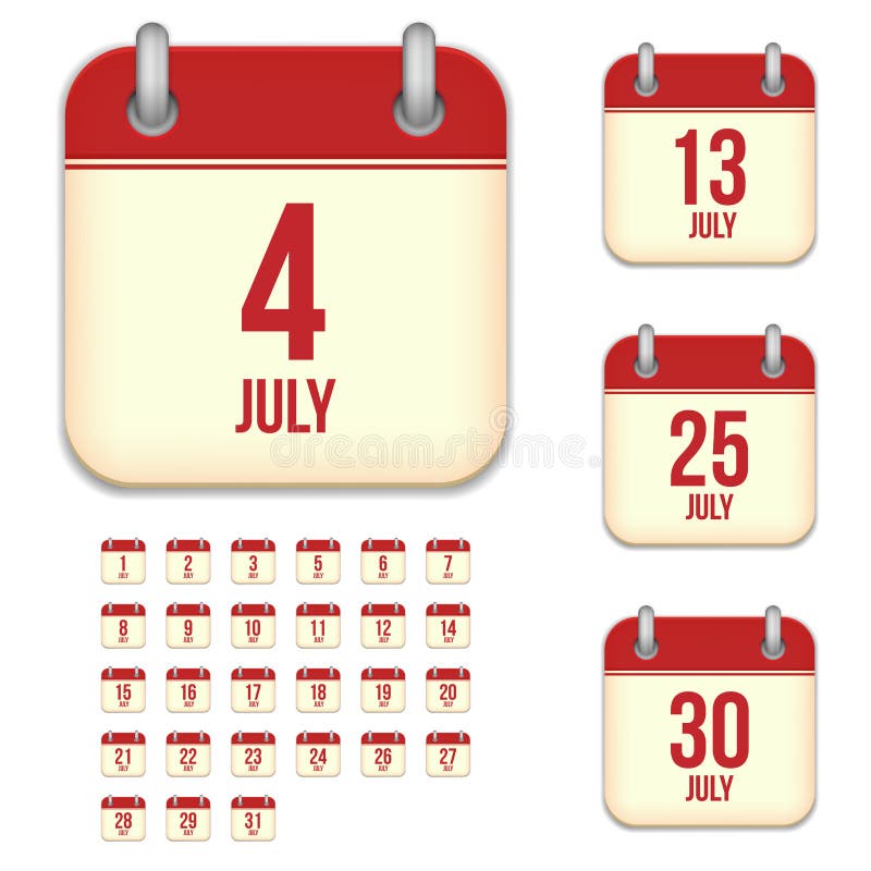 July vector calendar icons stock vector. Illustration of reminder ...