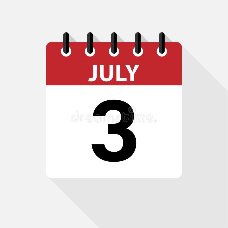 July Vector Flat daily Calendar Icon. Date and Time, Day, Month ...