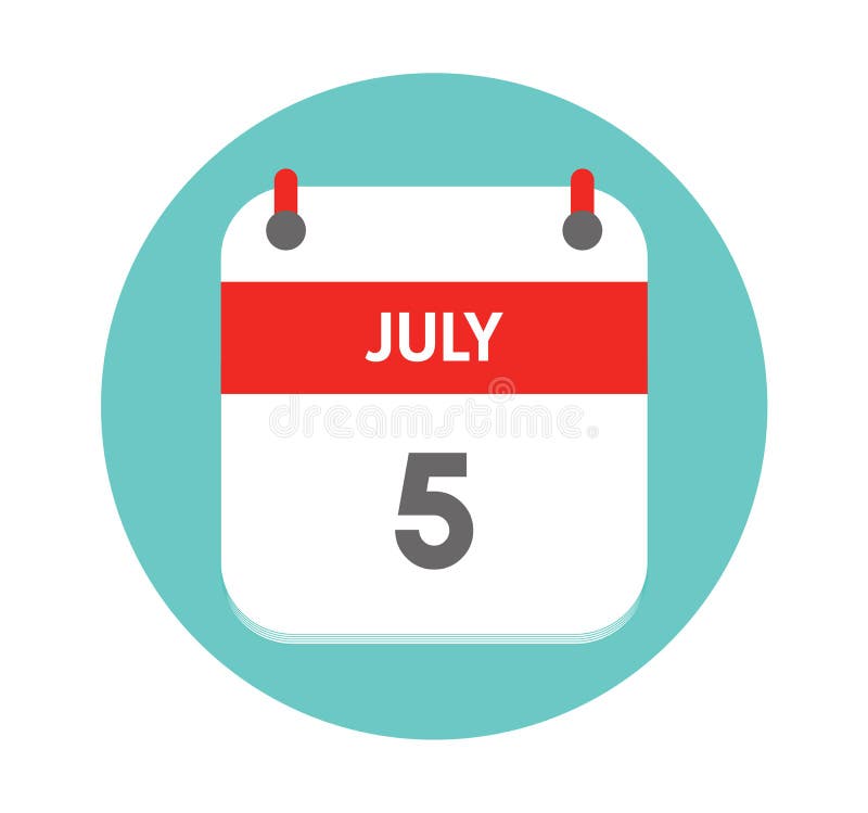 July 5. Vector Flat daily Calendar Icon. Date and Time, Day, Month ...