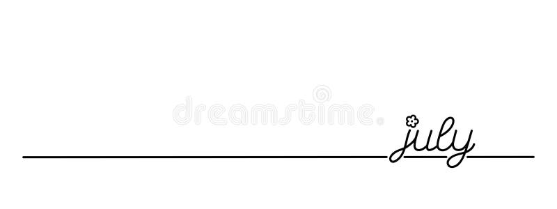 July Word Continuous Line Drawing, Black Line Vector Illustration ...