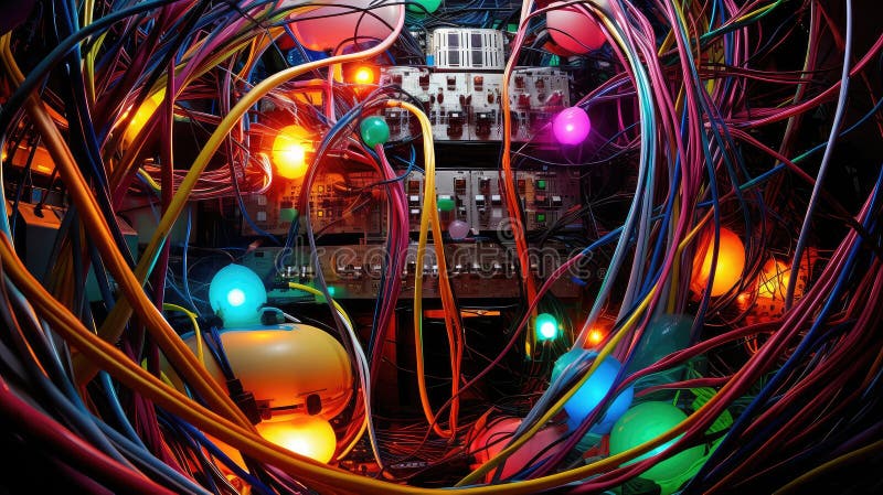 Jumble ball of cables stock illustration. Illustration of world - 324737991