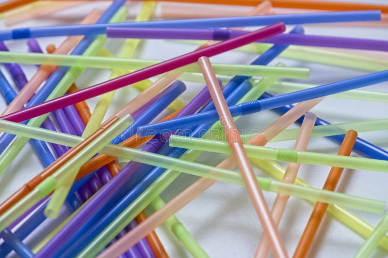 Jumble of Colorful Single Use Drinking Straws Stock Image - Image of ...