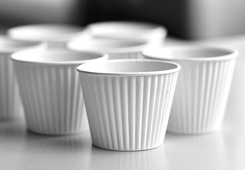 A Jumble of Paper Cups is Showcased in an Intriguing Close-up Shot ...