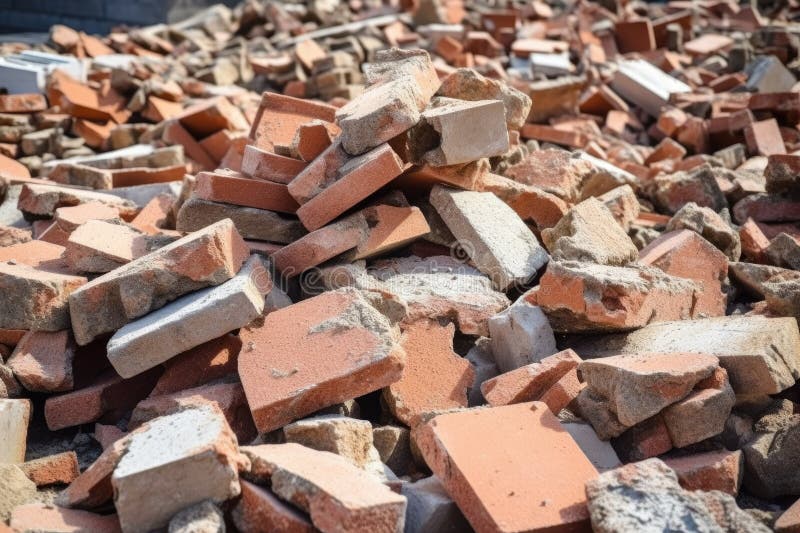 Jumbled Bricks from a Collapsed Wall Stock Image - Image of failure ...