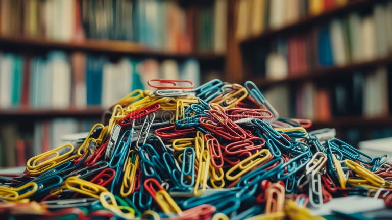 A Jumbled Stack of Paper Clips and Binders Sits on the Desk, Creating a ...