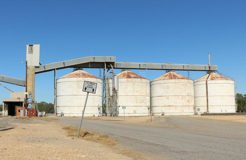 Jumbo Silos and Sign at a Grain Storage Facility Stock Image - Image of ...