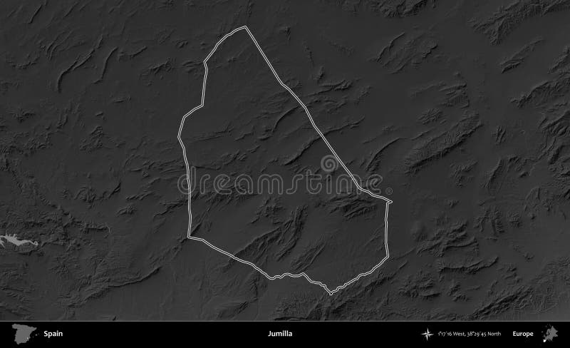 Jumilla Outlined, Spain. Grayscale Stock Illustration - Illustration of ...