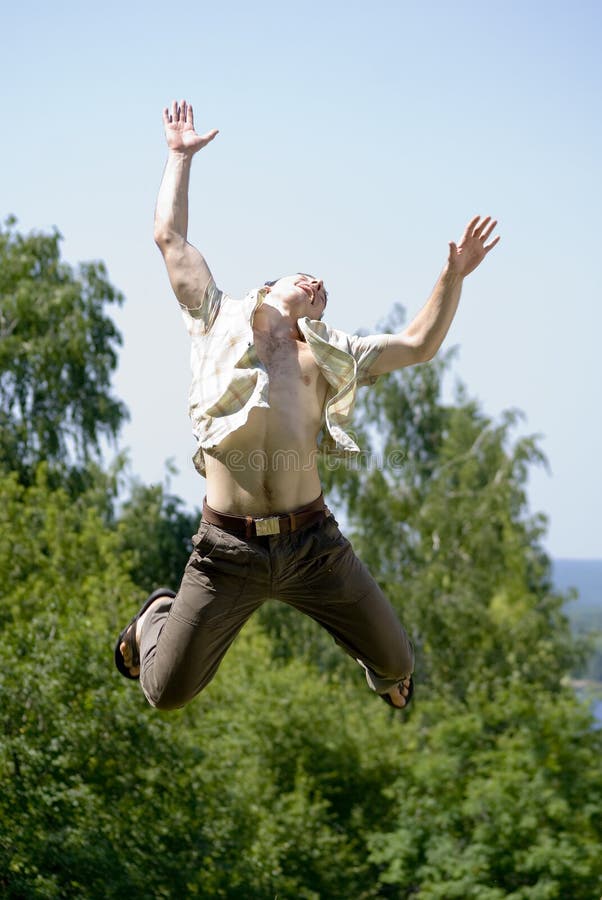 Jump stock image. Image of motion, cheerfull, trees, active - 5656313