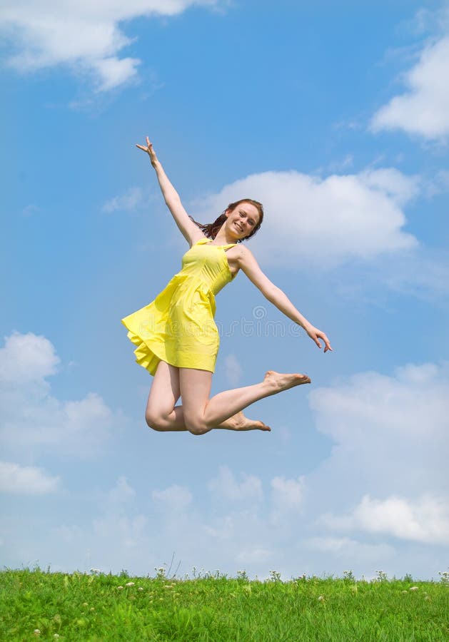 Jump girl stock photo. Image of legs, good, blue, outdoors - 872782