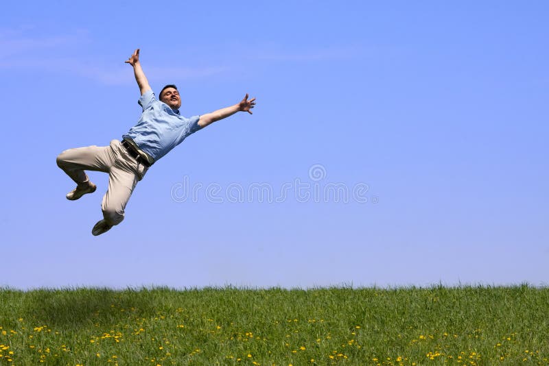 Man jumping stock image. Image of joyful, leaping, cloudy - 782025