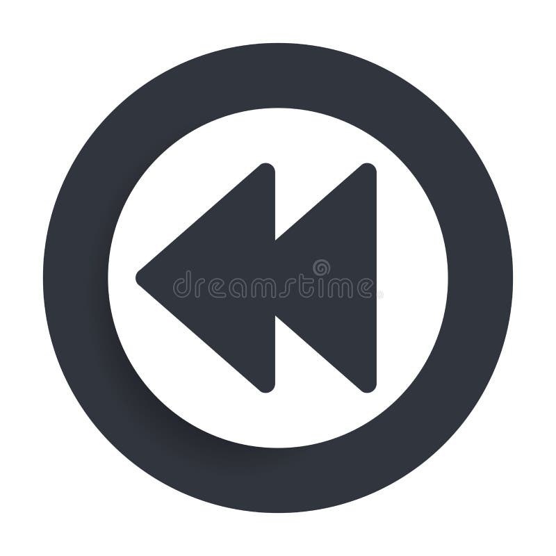 Jump Backward Icon Flat Vector Round Button Clean Black and White ...