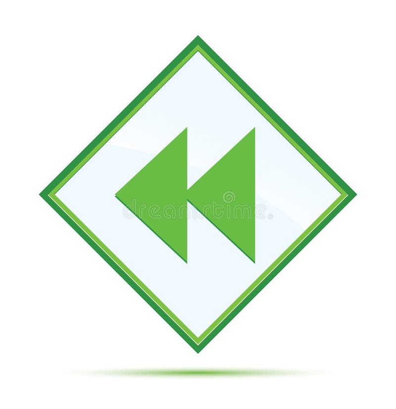 Jump Backward Icon Modern Abstract Green Diamond Button Stock ...