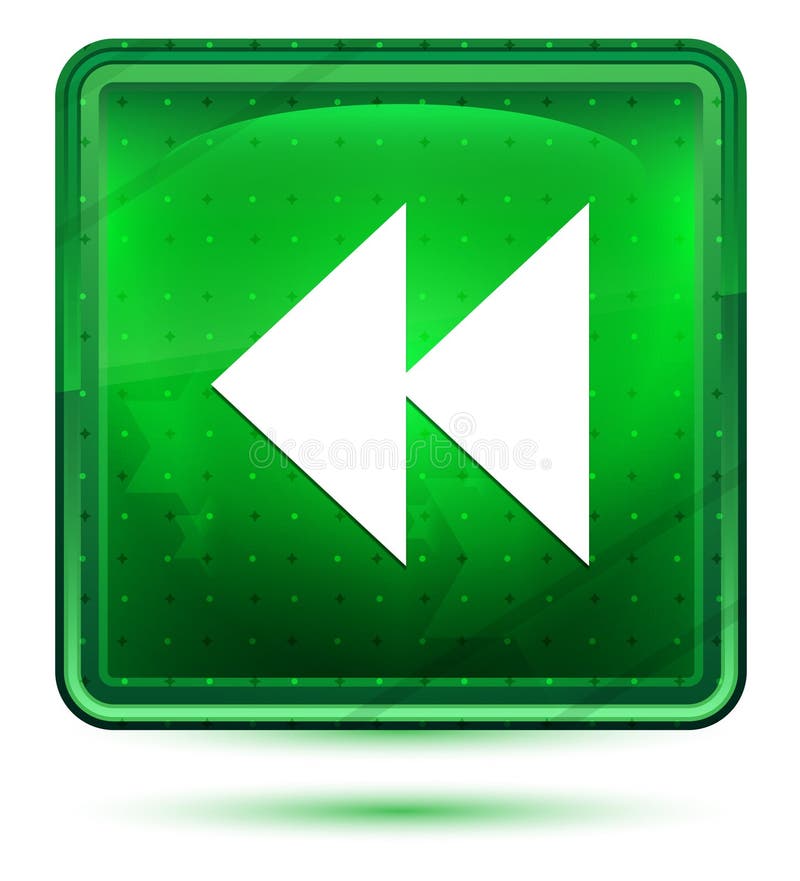Jump Backward Icon Neon Light Green Square Button Stock Illustration ...