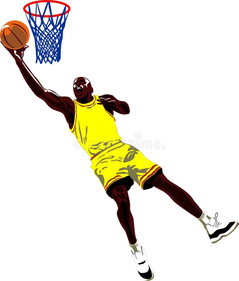 Jump of the Basketball Player Stock Vector - Illustration of basket ...
