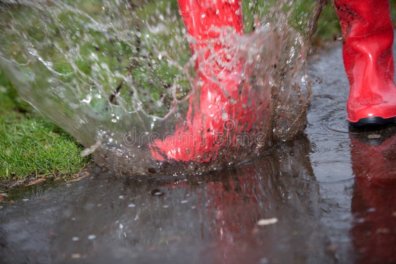 Jump into a Big Puddle after Rain Stock Image - Image of weather, jump ...
