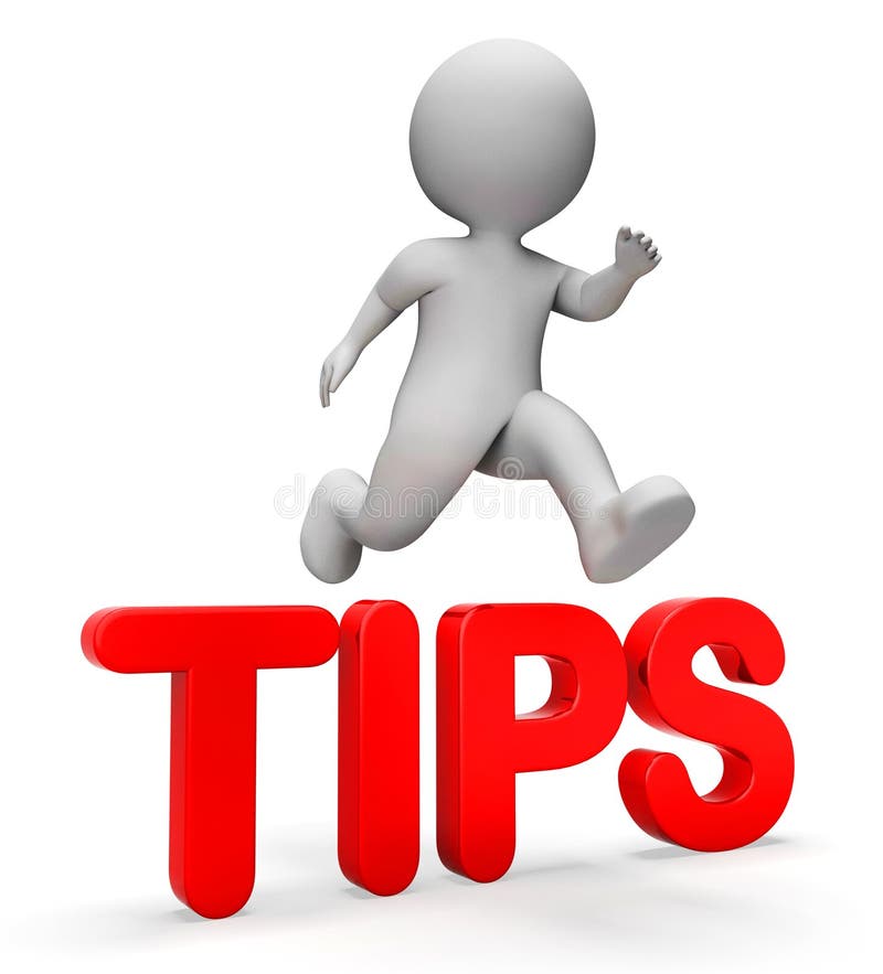 Jump Character Indicates Tips Label and Man 3d Rendering Stock ...