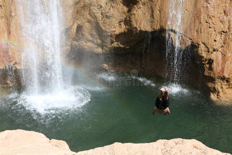 Jump into deep waterfall stock photo. Image of water - 14357324