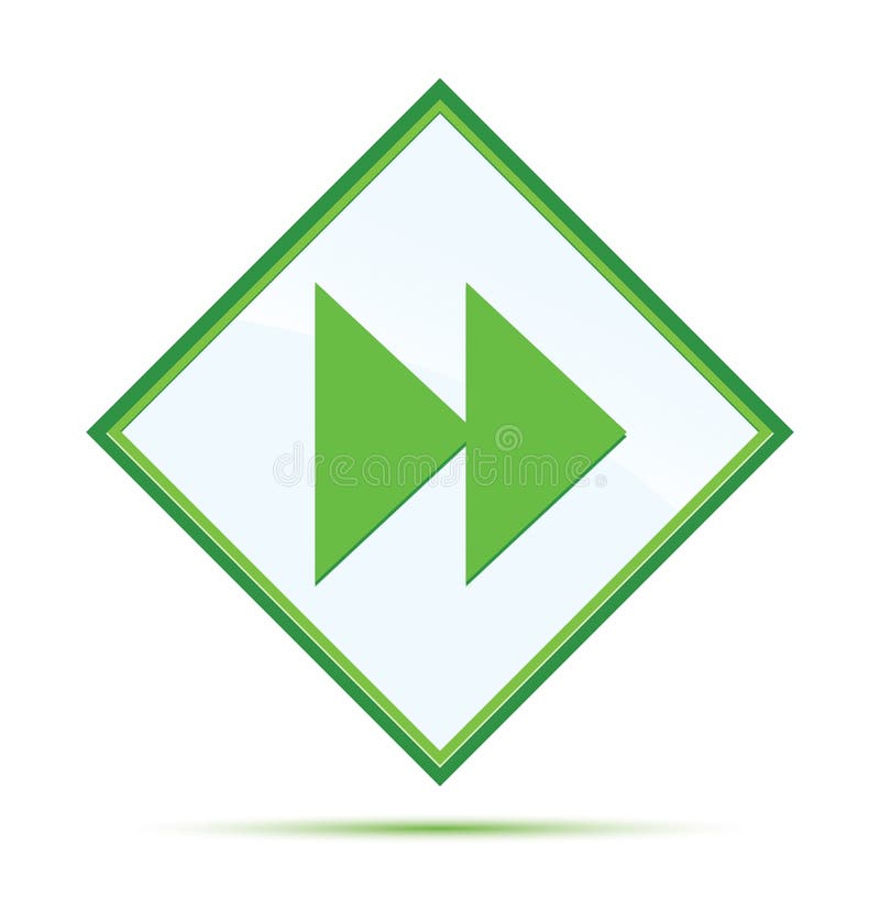 Jump Forward Icon Modern Abstract Green Diamond Button Stock ...