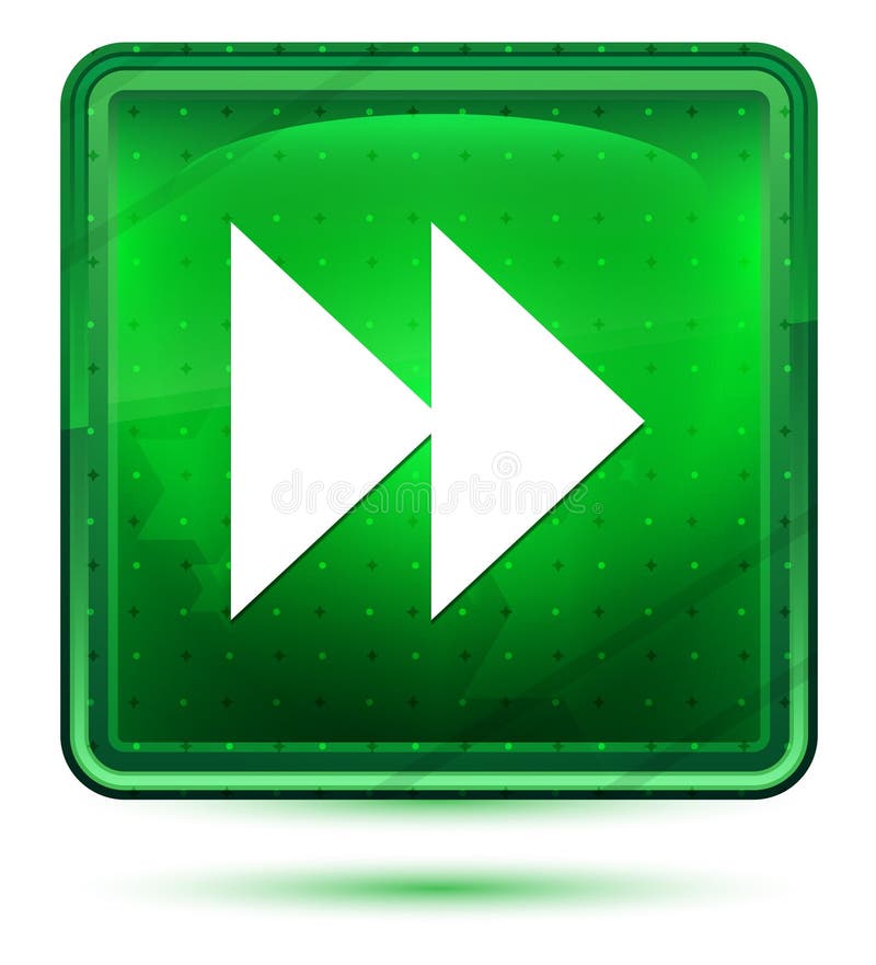 Jump Forward Icon Neon Light Green Square Button Stock Illustration ...