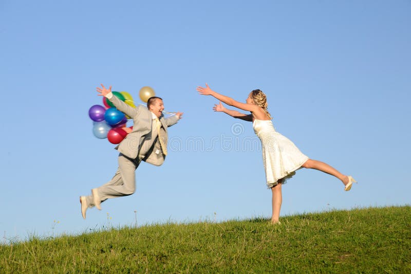 Jump for fun stock image. Image of color, caucasian, cute - 12710747