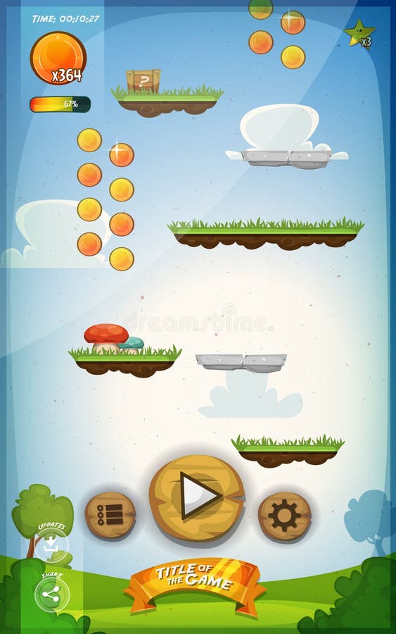 Jump Game User Interface Design for Tablet Stock Vector - Illustration ...