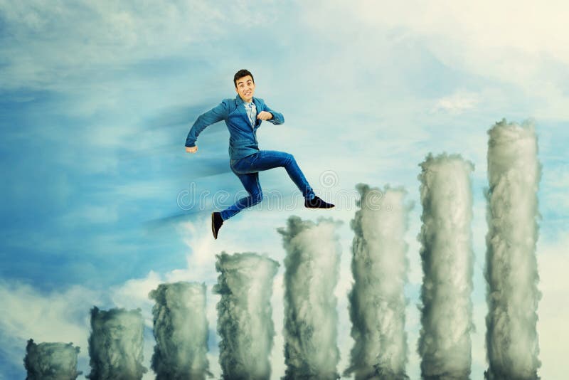 Jump on graph stock photo. Image of freedom, achievement - 126437366