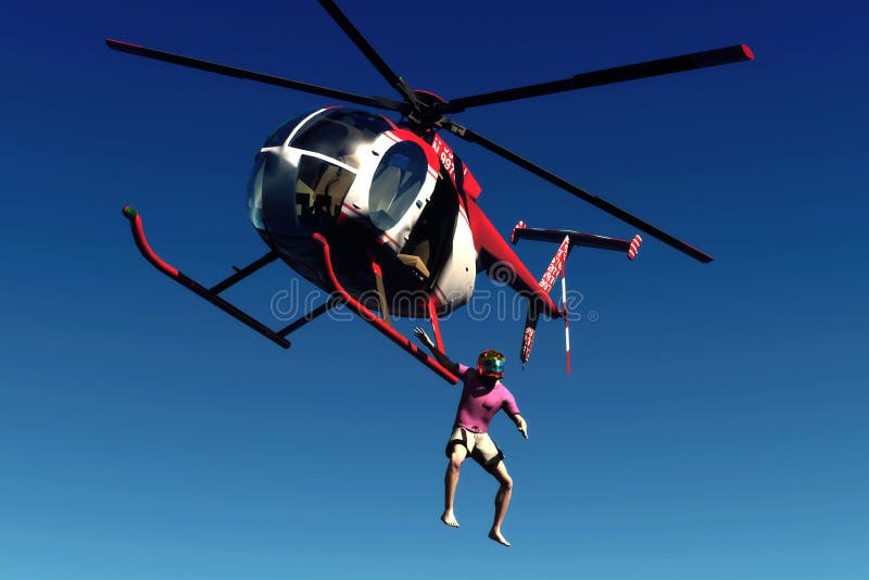Jump with helicopter stock illustration. Illustration of courage - 5040716