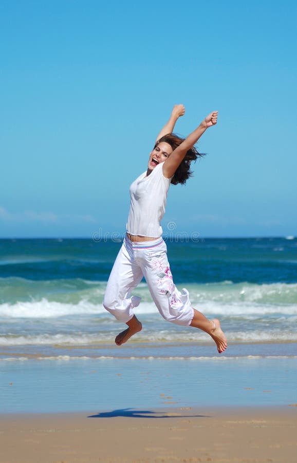 Jump for joy stock image. Image of happy, exercises, curly - 12717997
