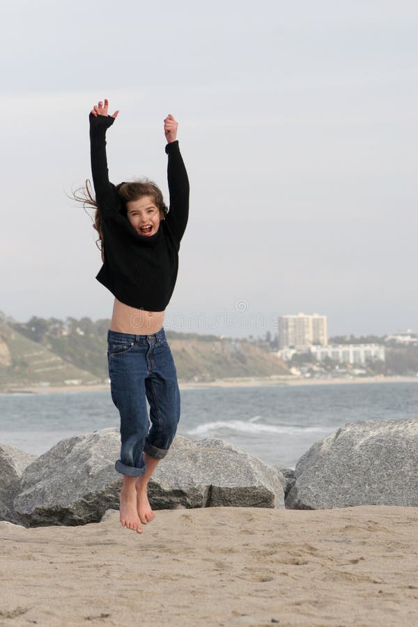 Child Jumping for Joy stock image. Image of smile, bare - 582957