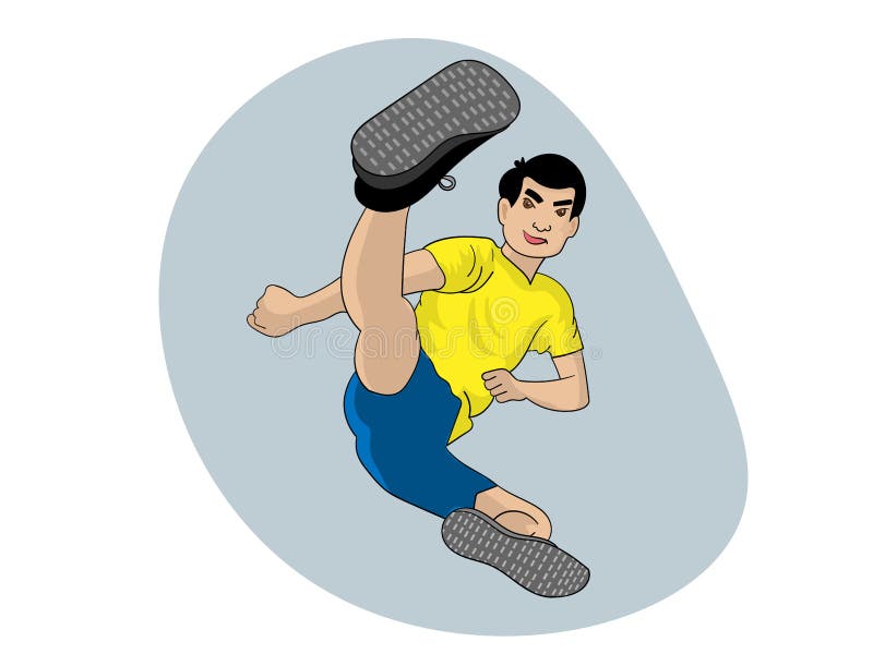 Jump and Kick in the Air with Beautiful Posture Stock Vector ...