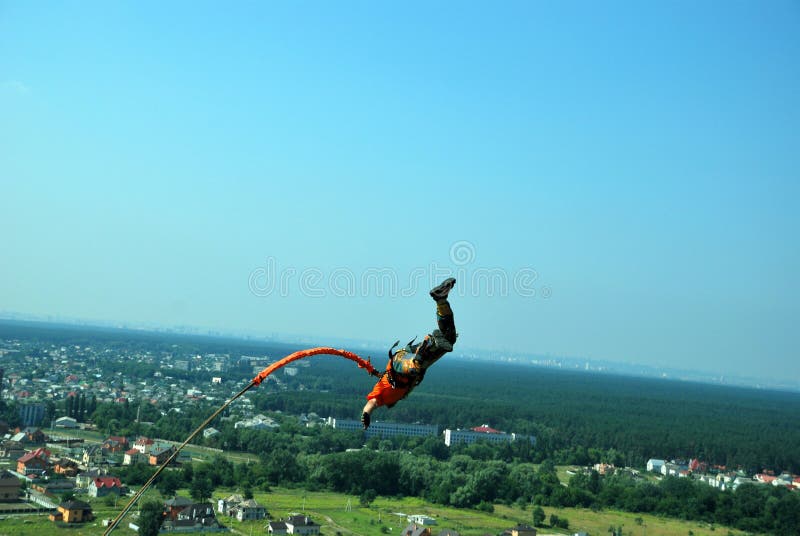 Jump Off a Cliff with a Rope.Bungee Jumping Stock Image - Image of ...