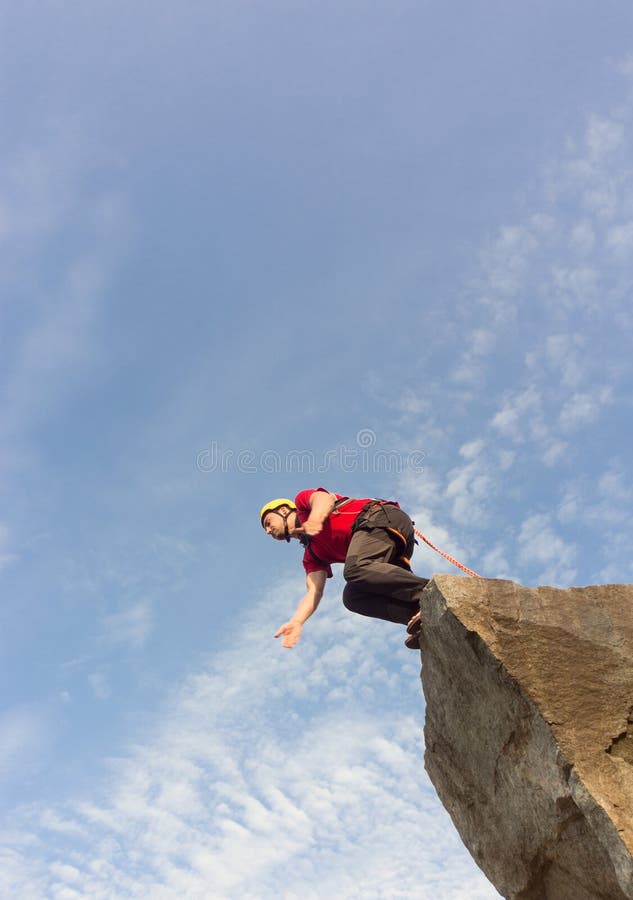 Jump Off A Cliff With A Rope. Bungee Jumping Stock Image - Image of ...