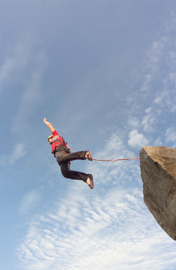 Jump Off the Cliff with a Rope. Stock Image - Image of bungee, high ...