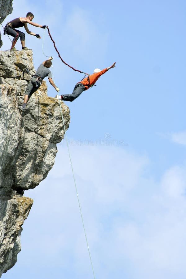 Jump Off a Cliff with a Rope. Stock Image - Image of outdoors ...