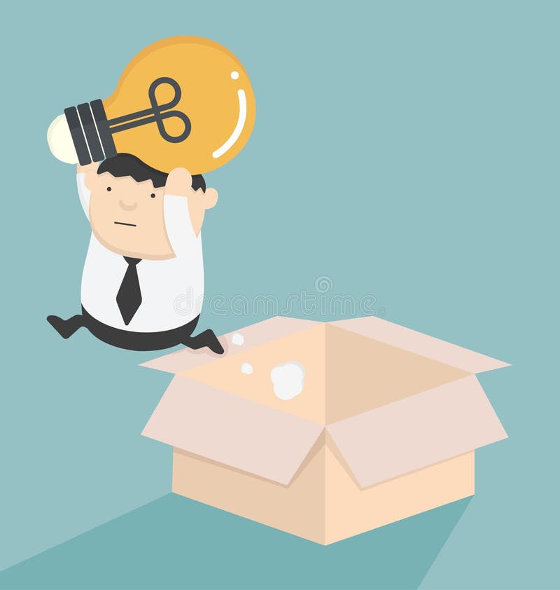 Jump out of the box stock vector. Illustration of inventive - 44662688